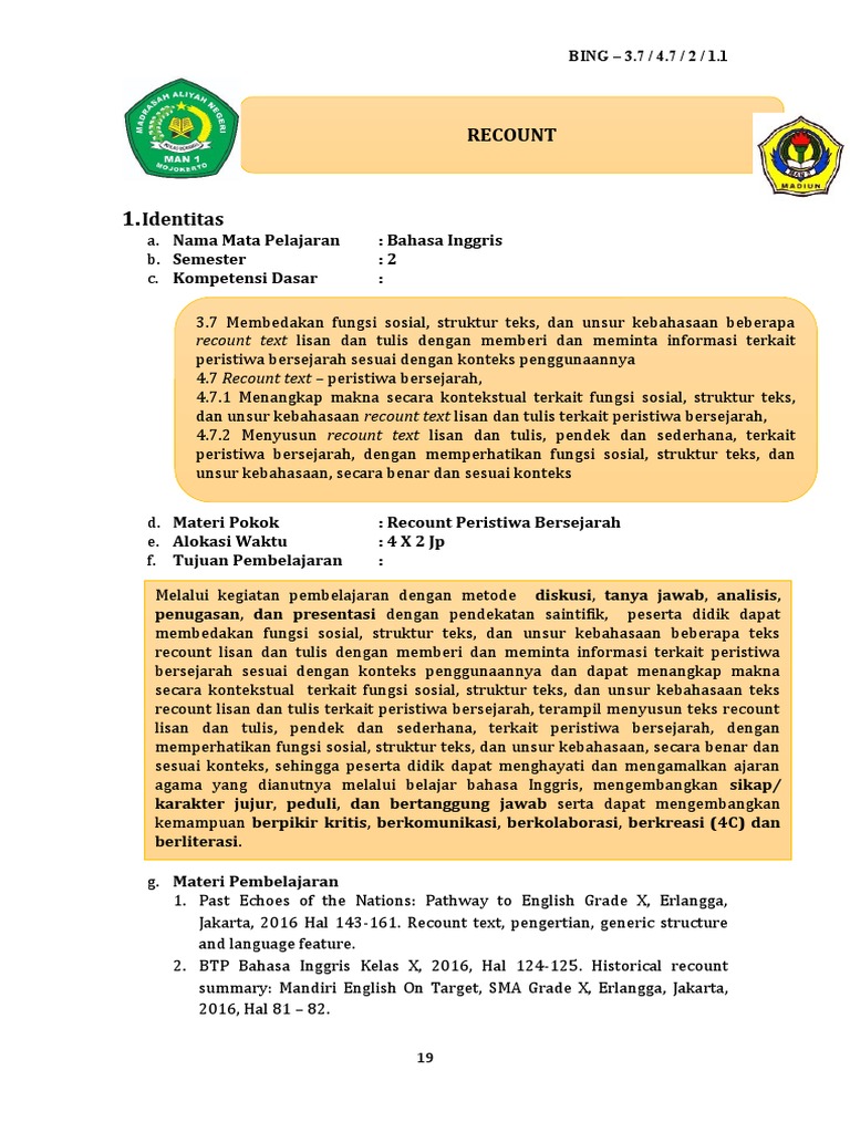 UKBM BIG X - 3.7 & 4.7 SMT 2 - Recoun | PDF | Ilmu Sosial | Kajian Bahasa Asing
