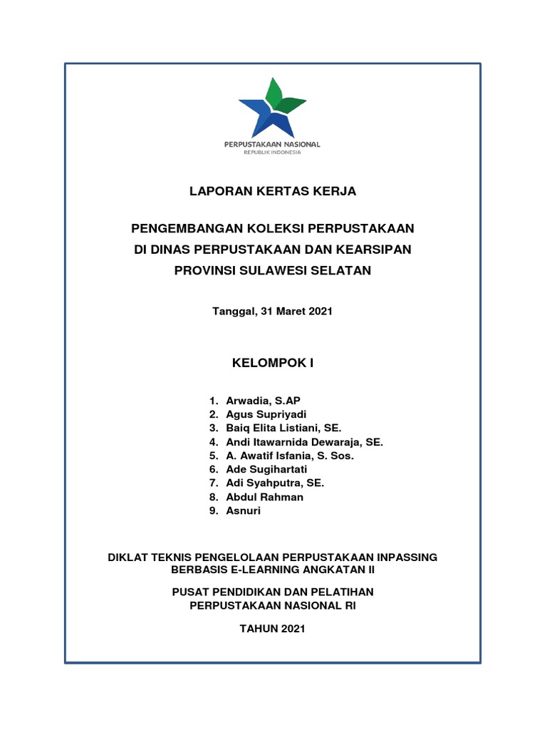 Laporan Kertas Kerja Kelompok I Fix | PDF
