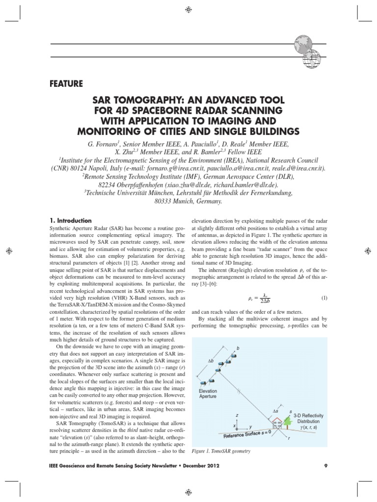 Sar Tomography: An Advanced Tool For 4D Spaceborne Radar Scanning With Application To Imaging ...