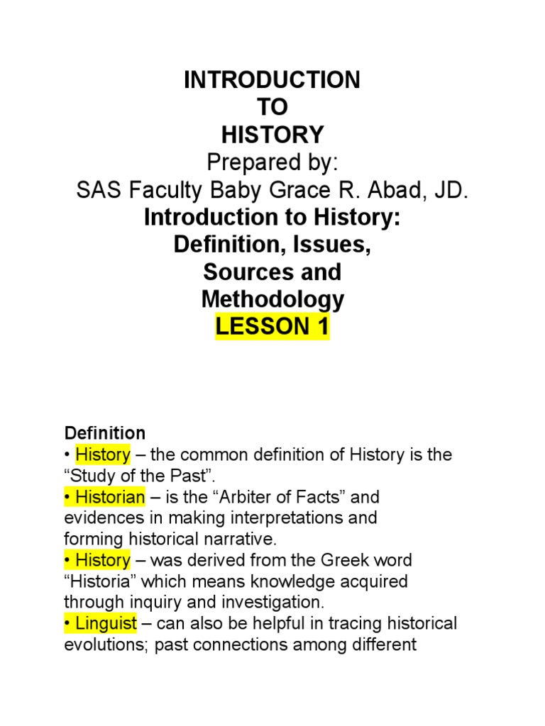 Introduction to History: Definition, Issues, Sources and Methodology | PDF | Historian | Humidity