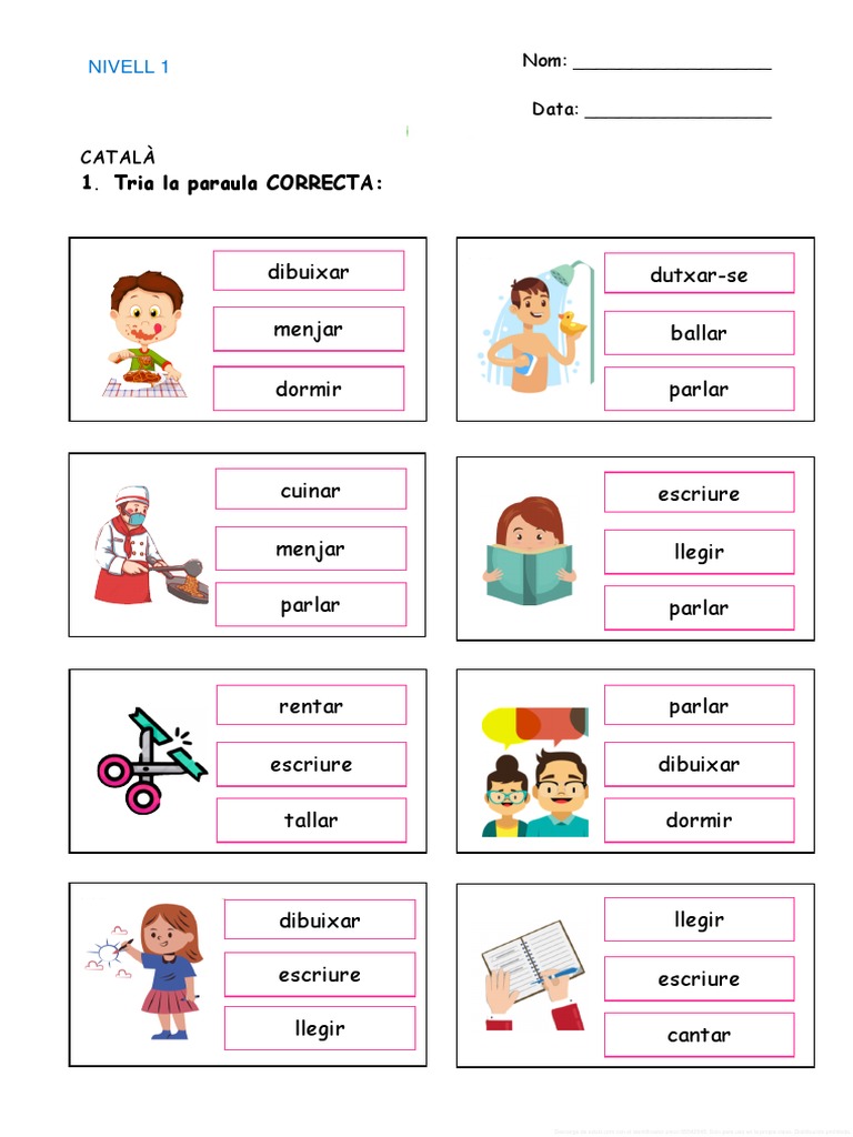 Fitxa Triar Verb - Vocabulari | PDF Fitxa Triar Verb - Vocabulari | PDF
