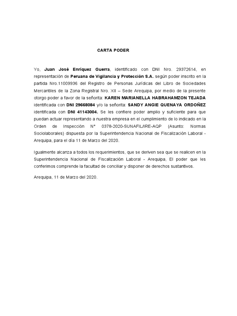 01 Carta Poder | PDF | Perú | Jerga