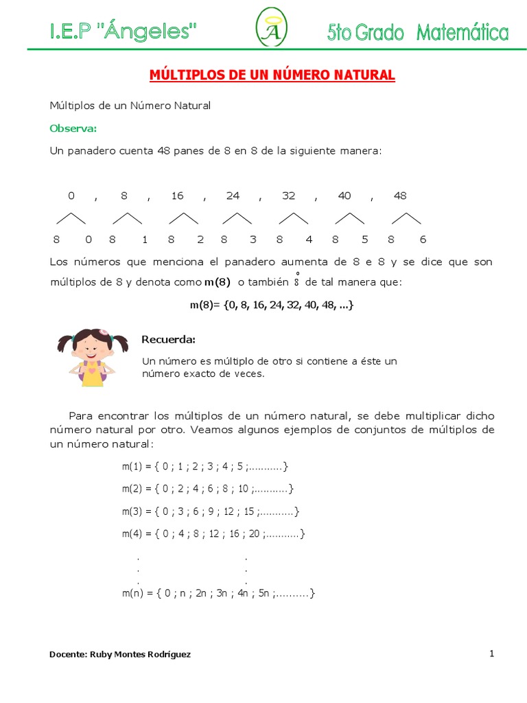 Múltiplos y Divisores de Números Naturales | PDF | Número natural ...