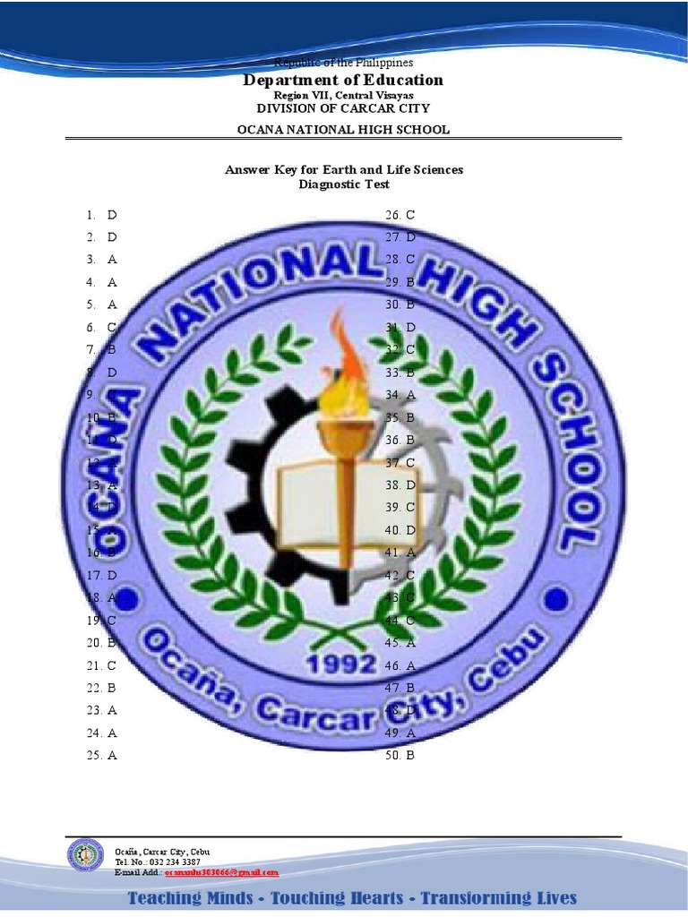 Answer Key-ELS Diagnostic Test | PDF