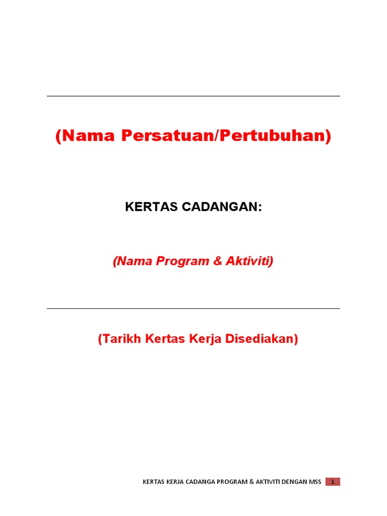 Format Kertas Kerja Program Oleh 3S-2 | PDF