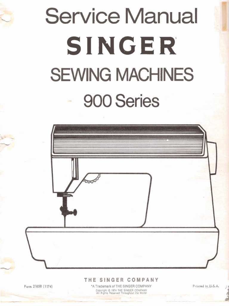 Singer 900 Series Service Manual | PDF | Sewing Machine | Manufactured ...