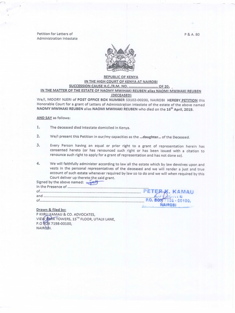 Petition For Letters of Administration | PDF