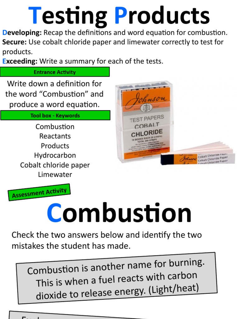 Lesson 2 Testing Products | PDF | Combustion | Chemical Substances