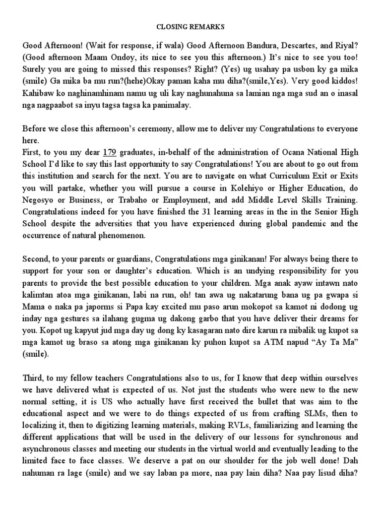 Closing Remarks | PDF