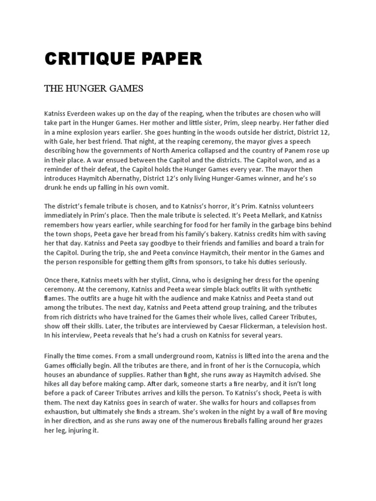 Critique Paper Literature | PDF | The Hunger Games