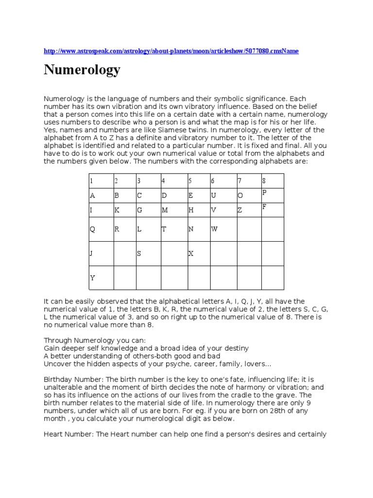 Numerology | PDF | Hindu Astrology | Planets