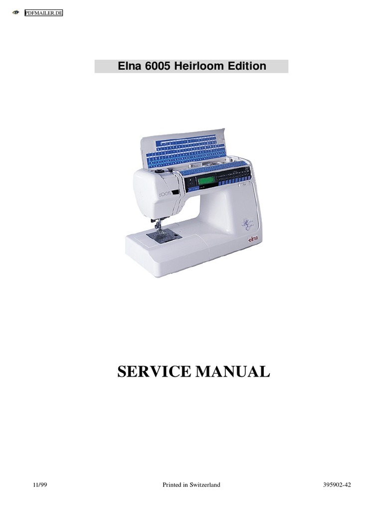 Elna 6005 Service Manual | PDF | Sewing Machine | Components
