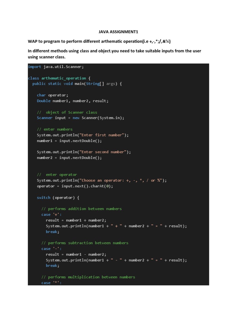 Java Assignment1 | PDF | Java (Programming Language) | Computing Java Assignment1 | PDF | Java (Programming Language) | Computing