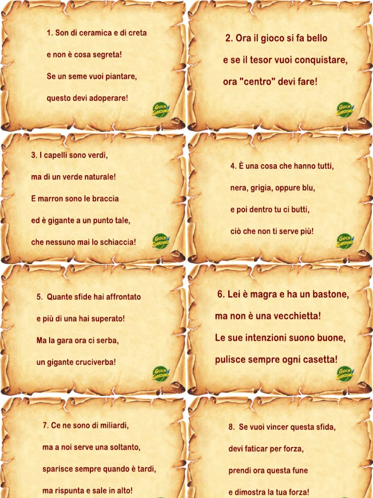 Indizi Caccia Al Tesoro Con Prove Giardino | PDF