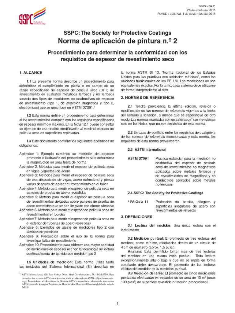 SSPC Pa 2 Español | PDF | Medición | Calibración