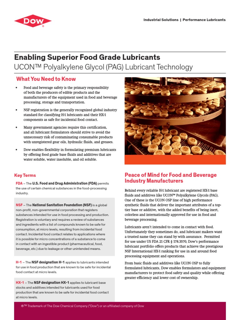 816 00114 01 Enabling Superior Food Grade Lubricants Ucon Polyalkylene Glycol1 | PDF | Lubricant ...