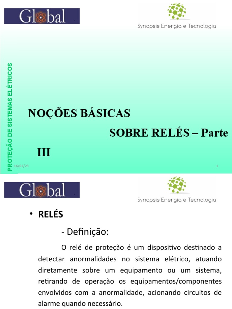 03 Noções Básicas Sobre Relés De Proteção Pdf Relé Eletromagnetismo