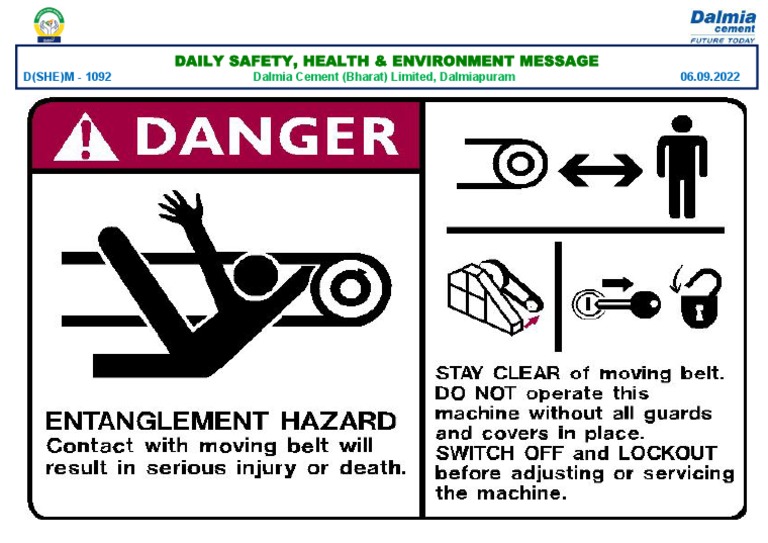 D (SHE) M - 1092 - 06.09.2022 - Entanglement Hazard in Conveyor | PDF
