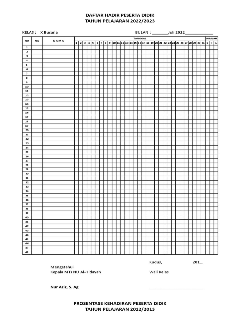 Buku Absen Siswa | PDF