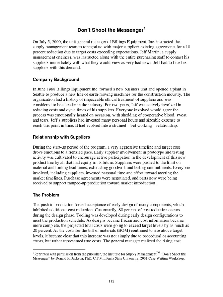 Dont Shoot The Messenger | PDF | Supply Chain