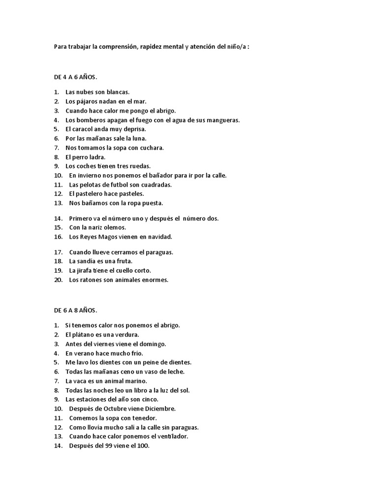 Comprensión Auditiva para Niños | PDF | Artes del Lenguaje y Comunicación
