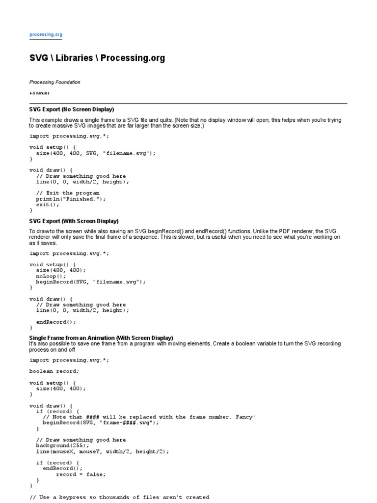 Export SVG files from Processing sketches | PDF | 3 D Computer Graphics ...
