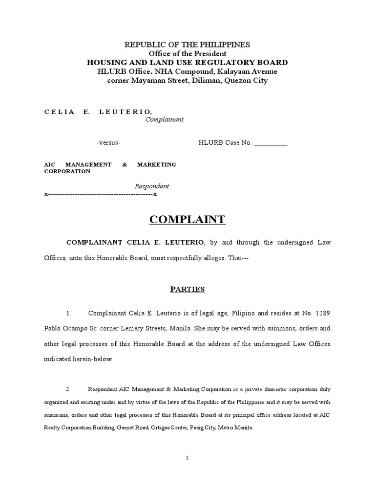 Complaint | PDF | Damages | Manila