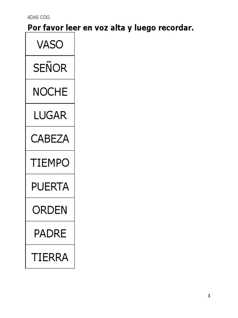 ADAS COG Laminas Spanish | PDF | Amor