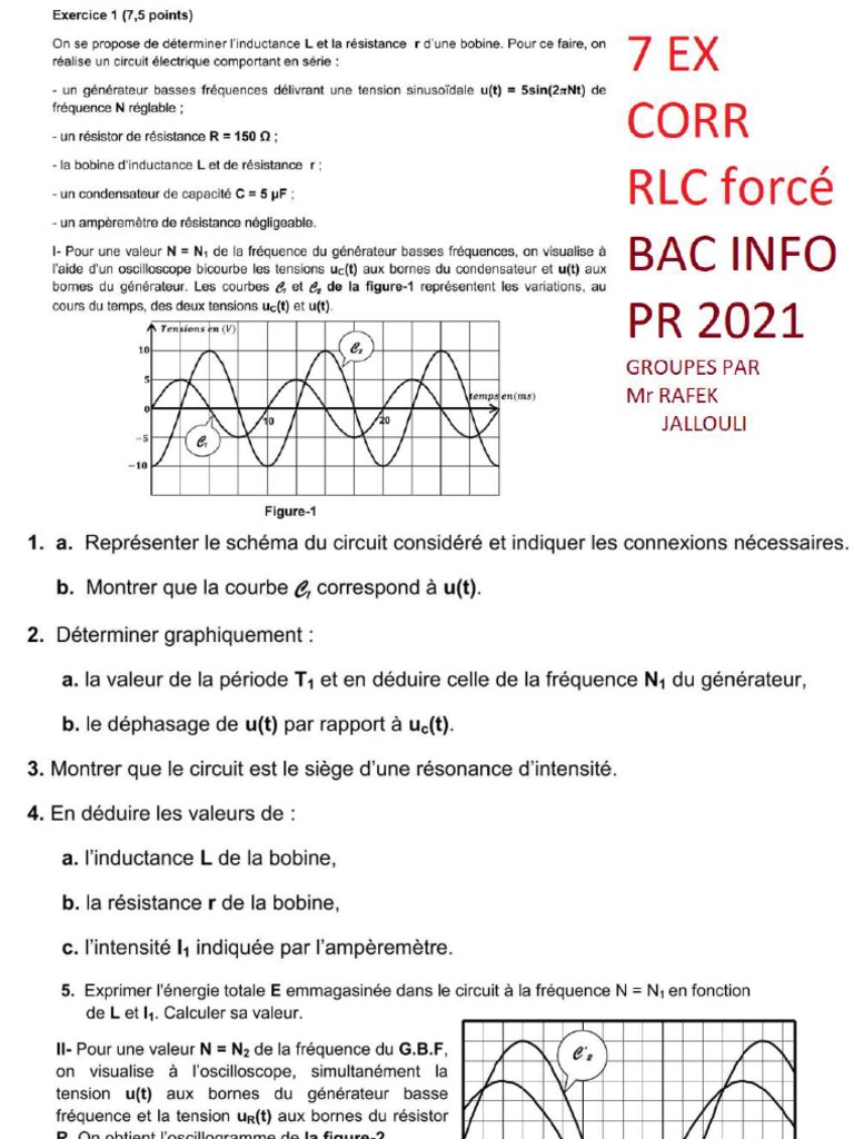7 EX CORR RLC Forcé BAC INFO Groupés Par MR RAFEK JALLOULI | PDF