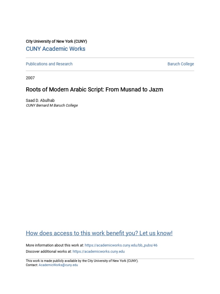 Roots of Modern Arabic Script - From Musnad To Jazm | PDF | Arabs | Arabic