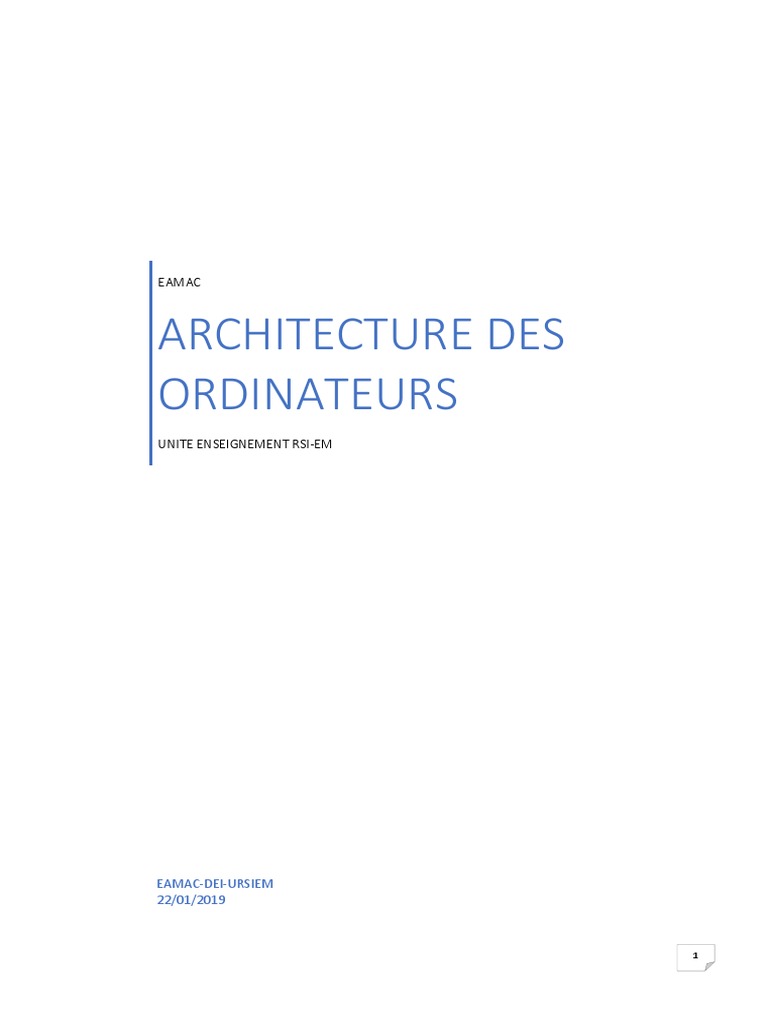 Architecture Des Ordinateurs | PDF | Système d'exploitation | Entrée/Sortie