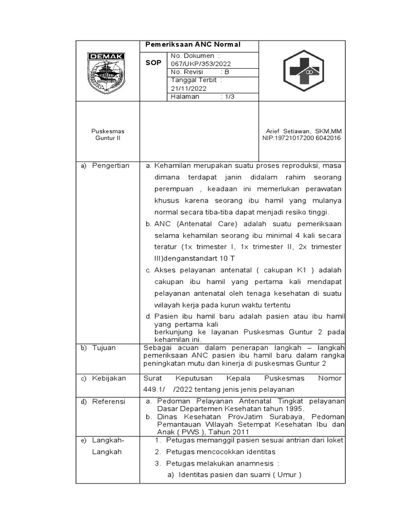 Sop Pemeriksaan Anc | PDF