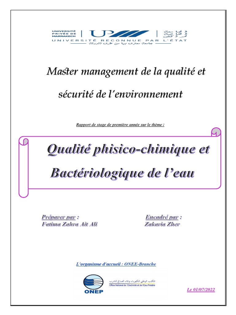 Rapport de Stage Fatima Zahra Final - Copie - Copie | PDF | Osmose | Ph