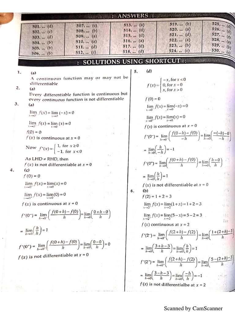 Differentiation Solution | PDF