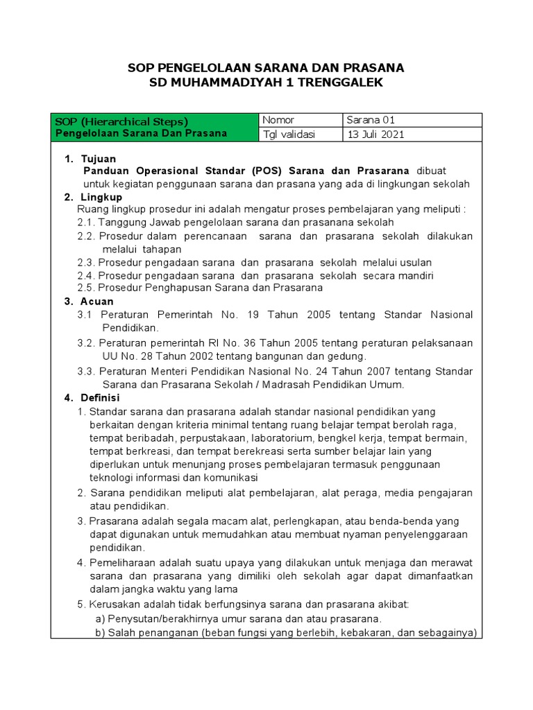 Sop Pengelolaan Sarana Dan Prasana | PDF | Karier & Perkembangan