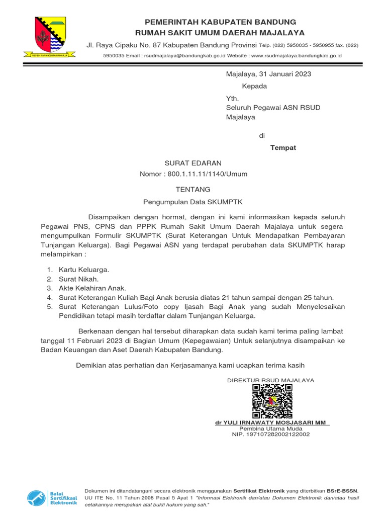 Surat Edaran Skumptk Tahun 2023 | PDF