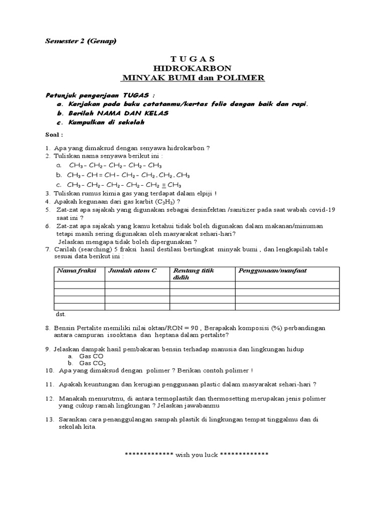 TUGAS 10-11 HIDROKARBON, MINYAK BUMI Dan POLIMER | PDF