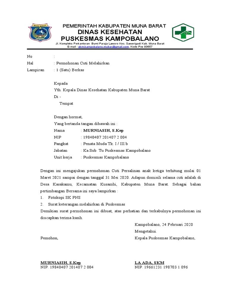 Surat Cuti Melahirkan | PDF