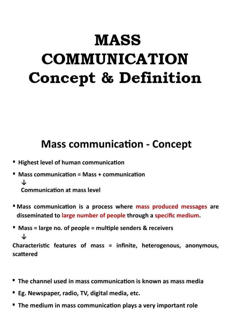 Mass Communication - Concept & Definition | PDF