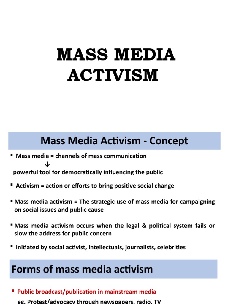 Mass Media Activism Explained | PDF | Social Science | History