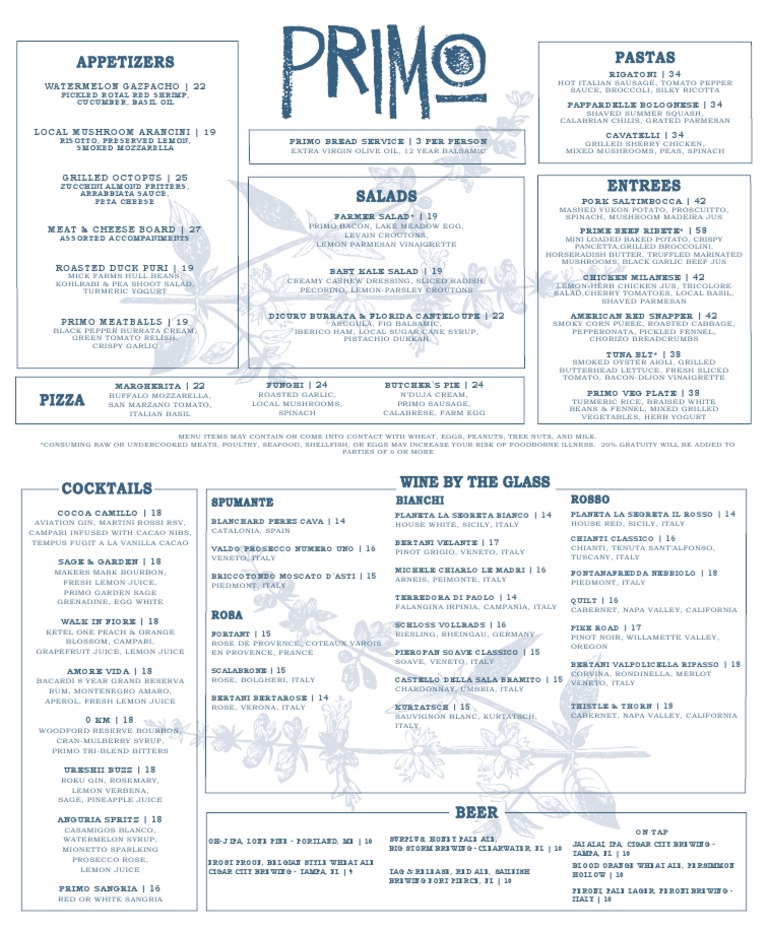 Primo Menu | PDF | Salad | Pickling