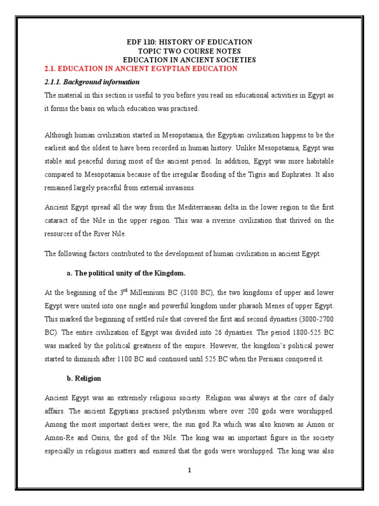 2.1.1. Background Information: 2.1. Education in Ancient Egyptian ...