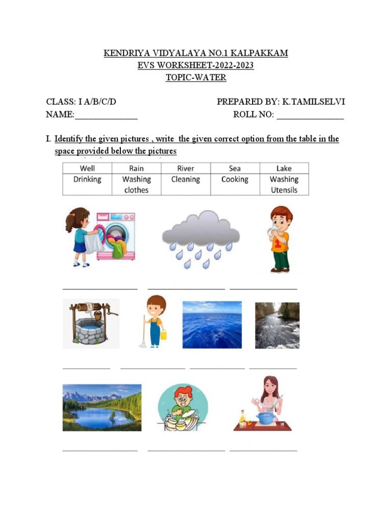 Class 1 Evs Worksheet | PDF | Science & Mathematics | Technology ...