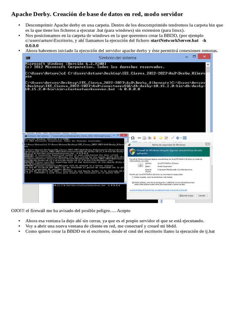 Apache Derby Servidor BBDD | PDF | Java (lenguaje de programación ...