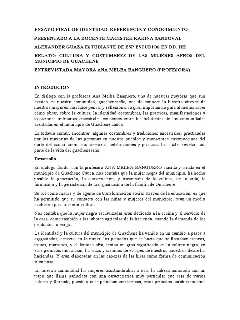 Ensayo Final de Identidad | PDF | Partería | Pelo