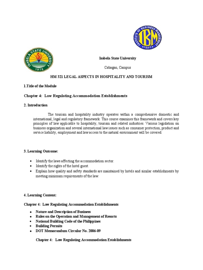Legal Aspects Module 4 | PDF | Hotel