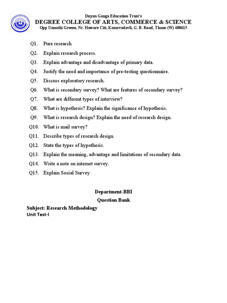 Question Bank RM | PDF