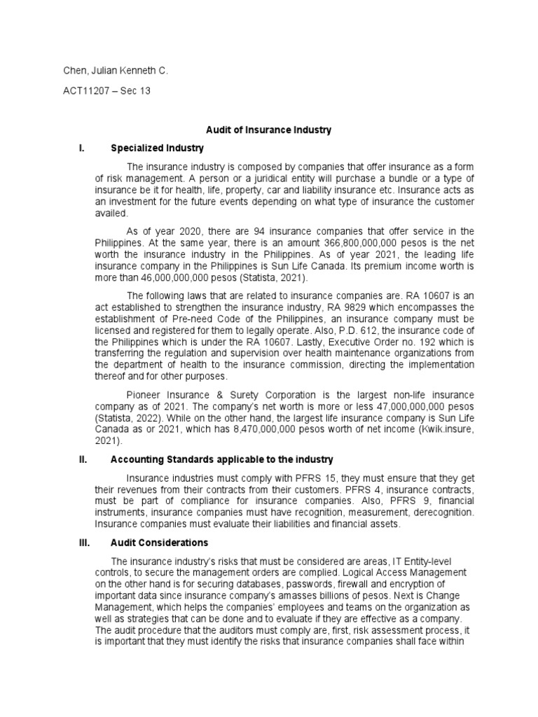 Audit of Insurance Industry | PDF | Audit | Insurance