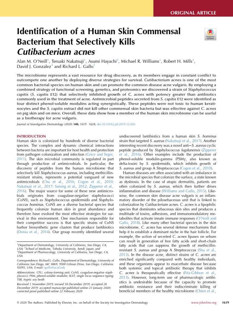 Identificationofa Human Skin Commensal Bacteriumthat Selectively Kill ...
