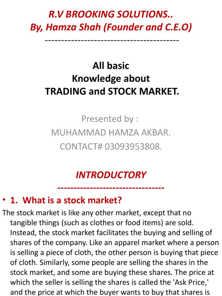 An Introduction to Trading and the Stock Market: Understanding Basic ...